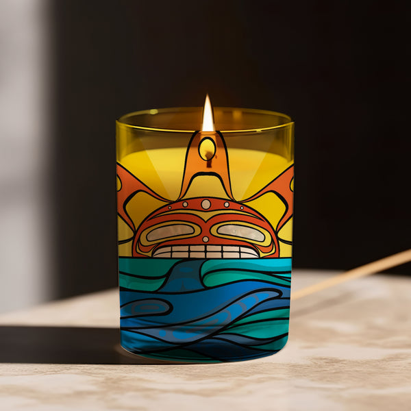 Scented Candle with 'Sun & Orca' by Michelle Stoney (Gitxsan and Cree